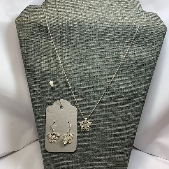 Jewelry | 925 Sterling 2 Box 1mm Chain With Butterfly Charm Earrings 582tt | Poshmark